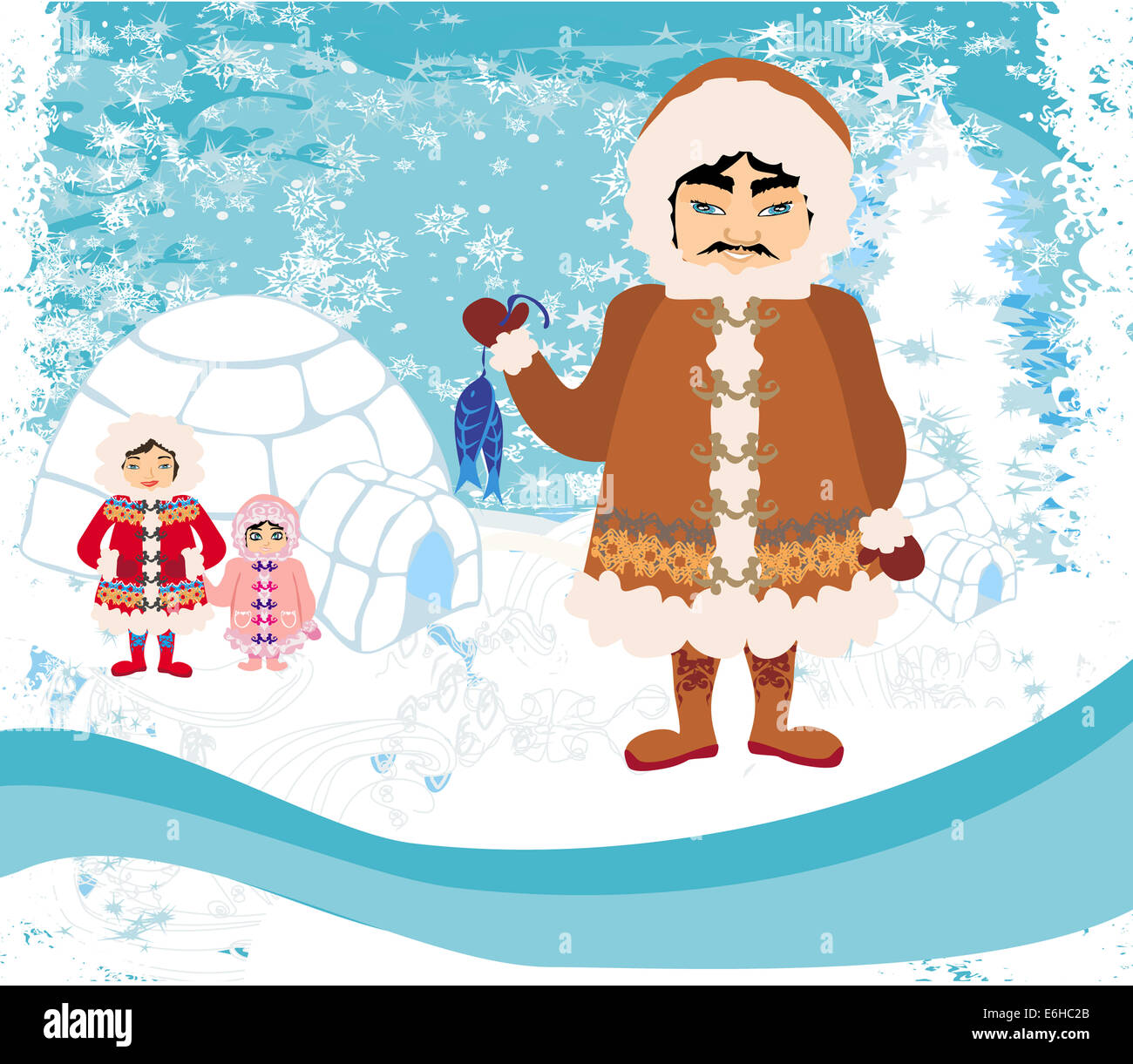 Eskimos family - abstract background Stock Photo - Alamy