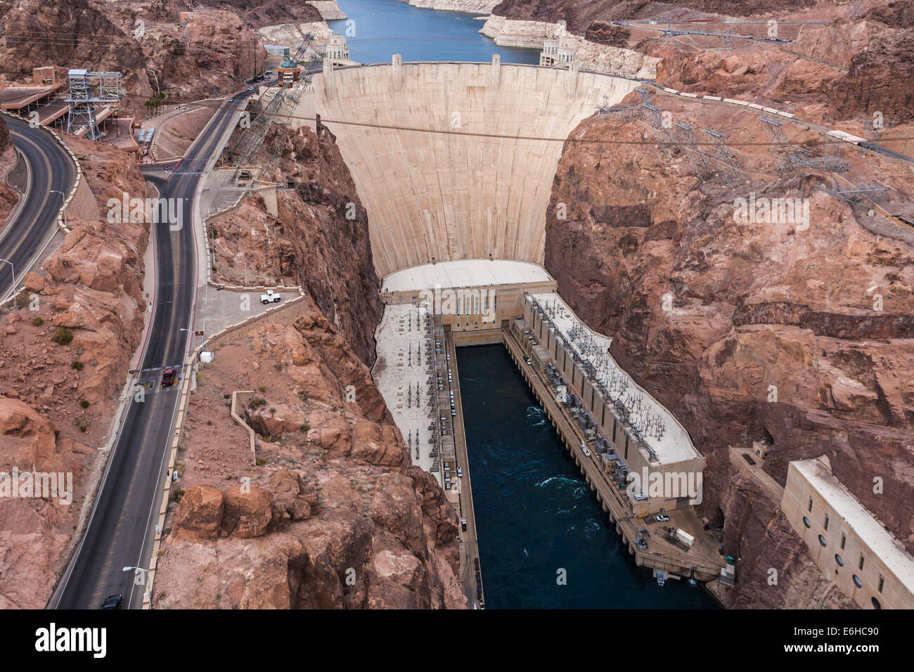 Lake Mead reservoir behind the Hoover Dam in the Black Canyon of the Colorado River near Boulder ...