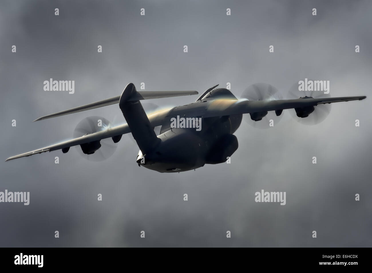 Airbus A400M transport aircraft climbing into grey skies Stock Photo ...