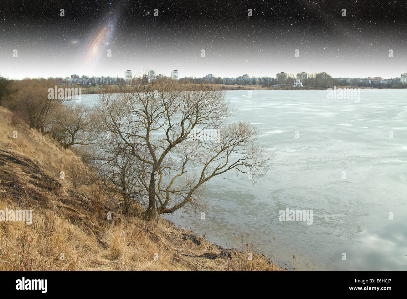frozen river in spring. Elements of this image furnished by NASA Stock ...