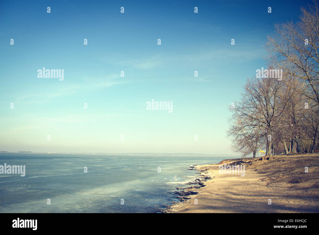 frozen river in spring Stock Photo - Alamy