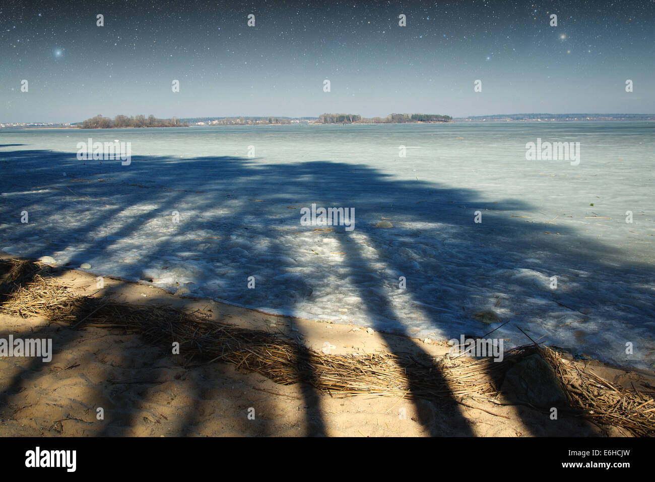frozen river in spring. Elements of this image furnished by NASA Stock ...