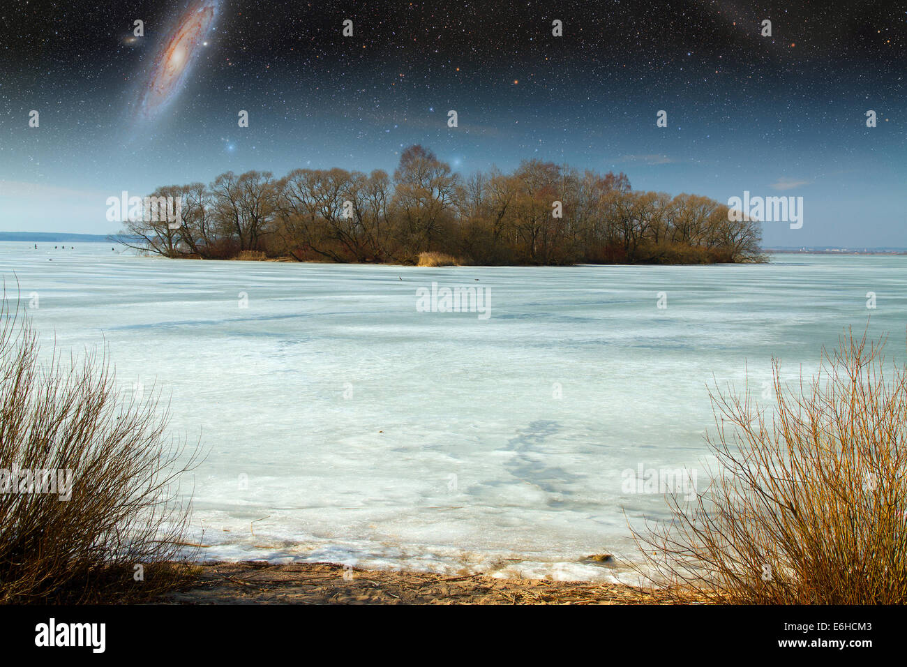frozen river in spring. Elements of this image furnished by NASA Stock ...