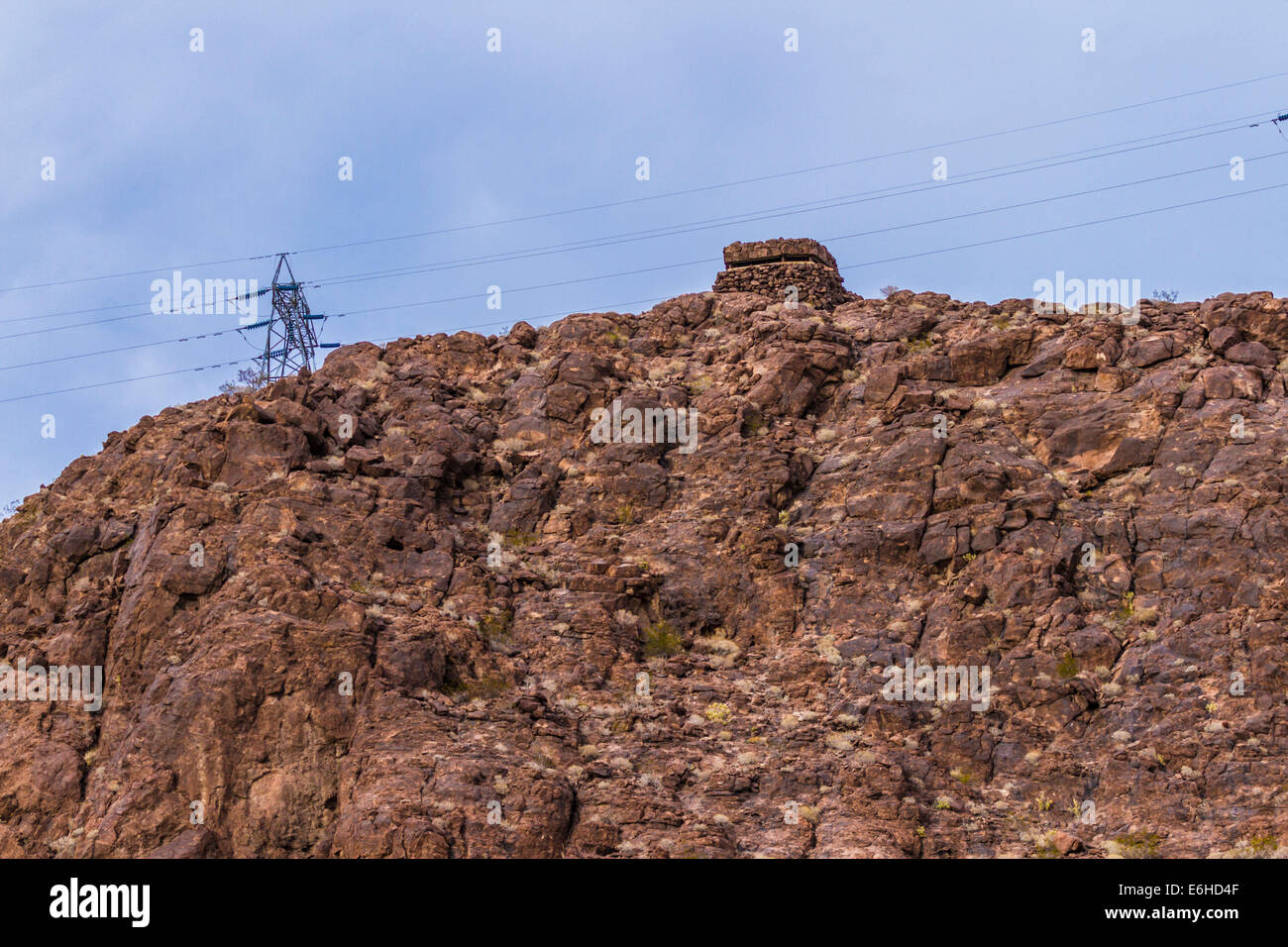 Security turret at Hoover Dam in the Black Canyon of the Colorado River ...