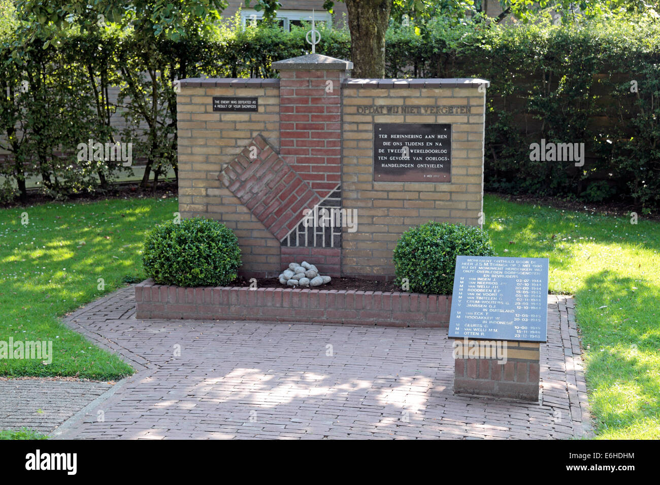 The Dodewaard Memorial to the Fallen (relates to locals who died during ...