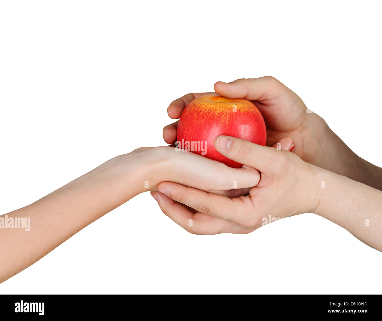 Two Hands Touching A Apple