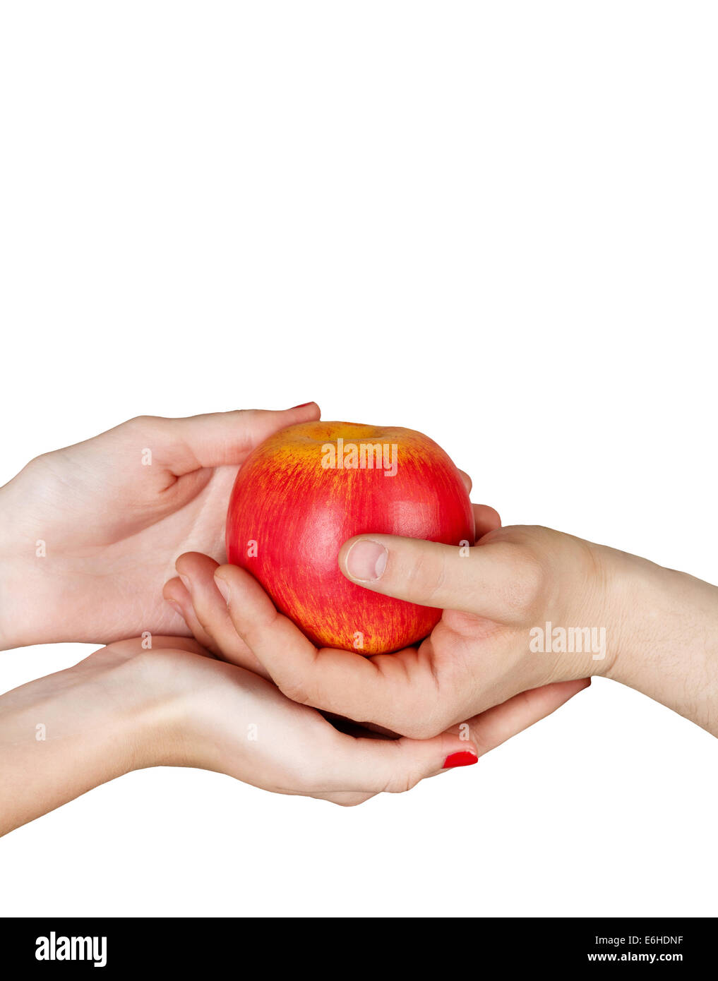 Two Hands Touching A Apple