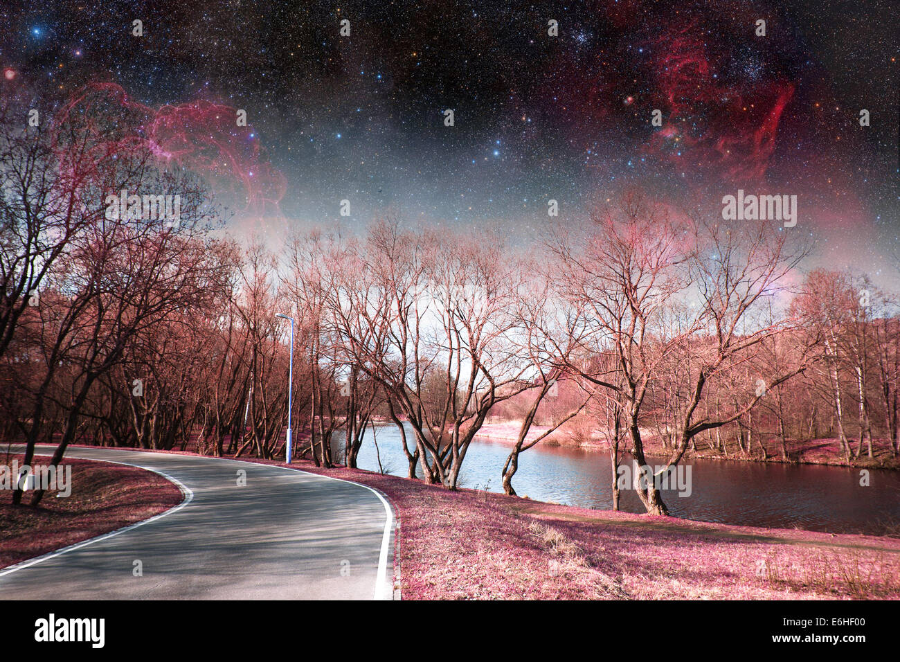 mystical spring night. Elements of this image furnished by NASA Stock ...