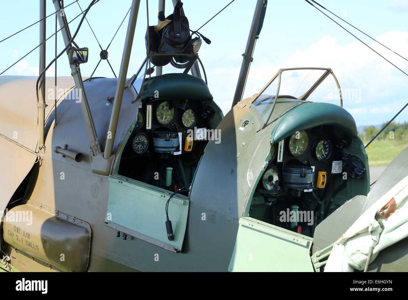 Detail of a pre war RAF trainer the de Haviland Tiger Moth, taken at ...