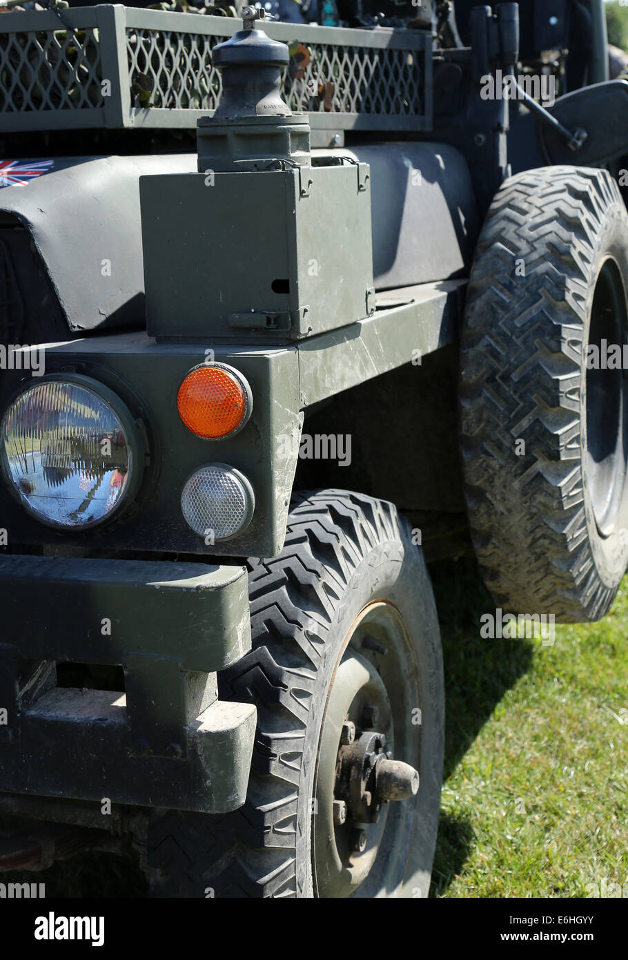 Detail of an air portable Land Rover fitted with army equipment ...