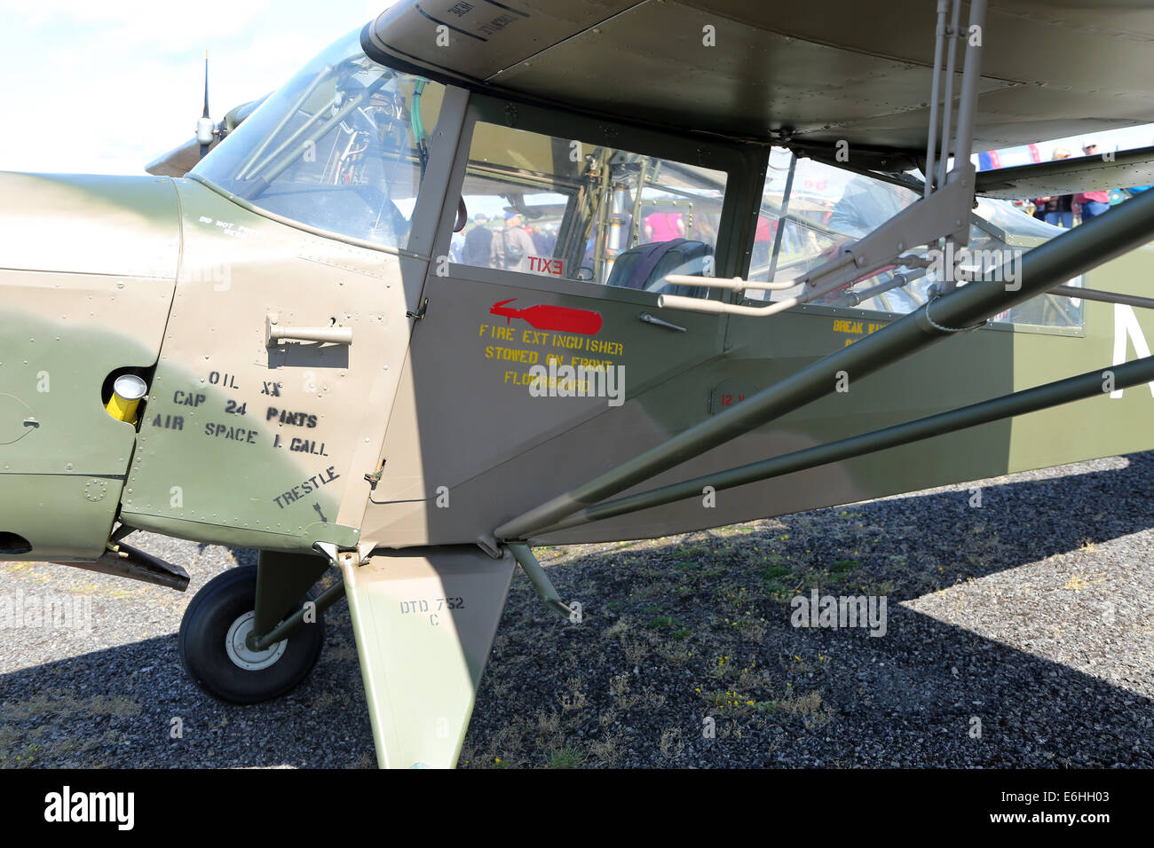 outside cockpit view of an Auster monoplane at Hensridge airshow in ...