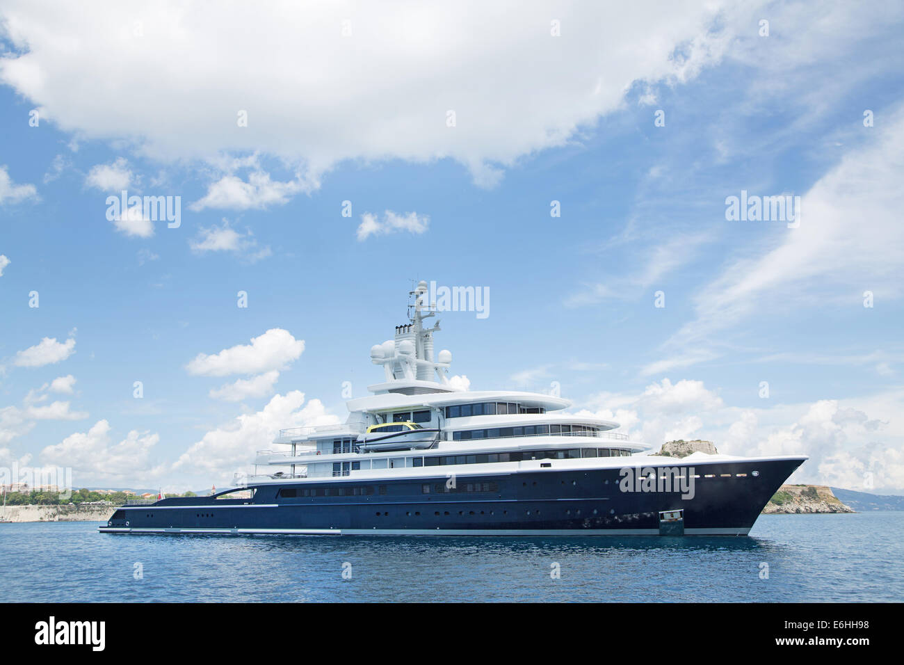 Gigantic big luxury motor boat - yacht on the sea Stock Photo - Alamy