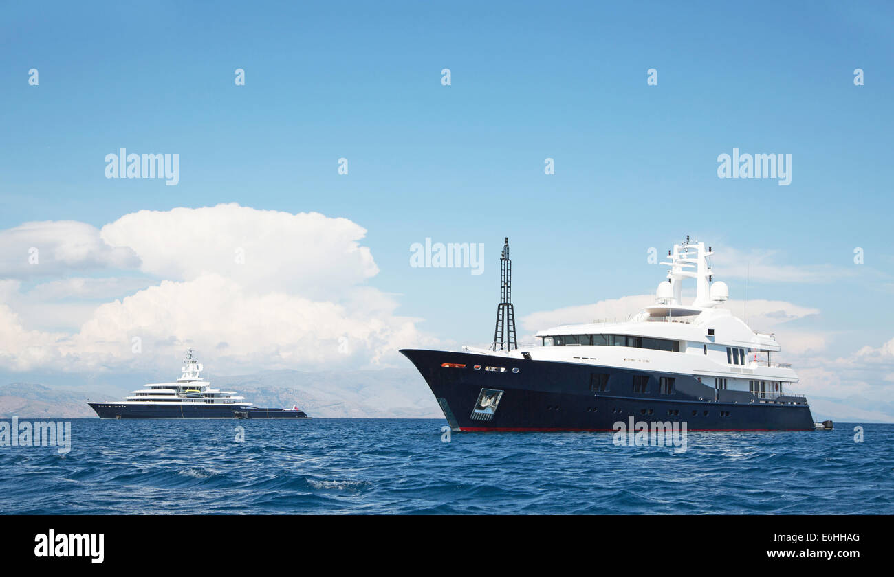 Gigantic big luxury motor boat - yacht on the sea Stock Photo - Alamy