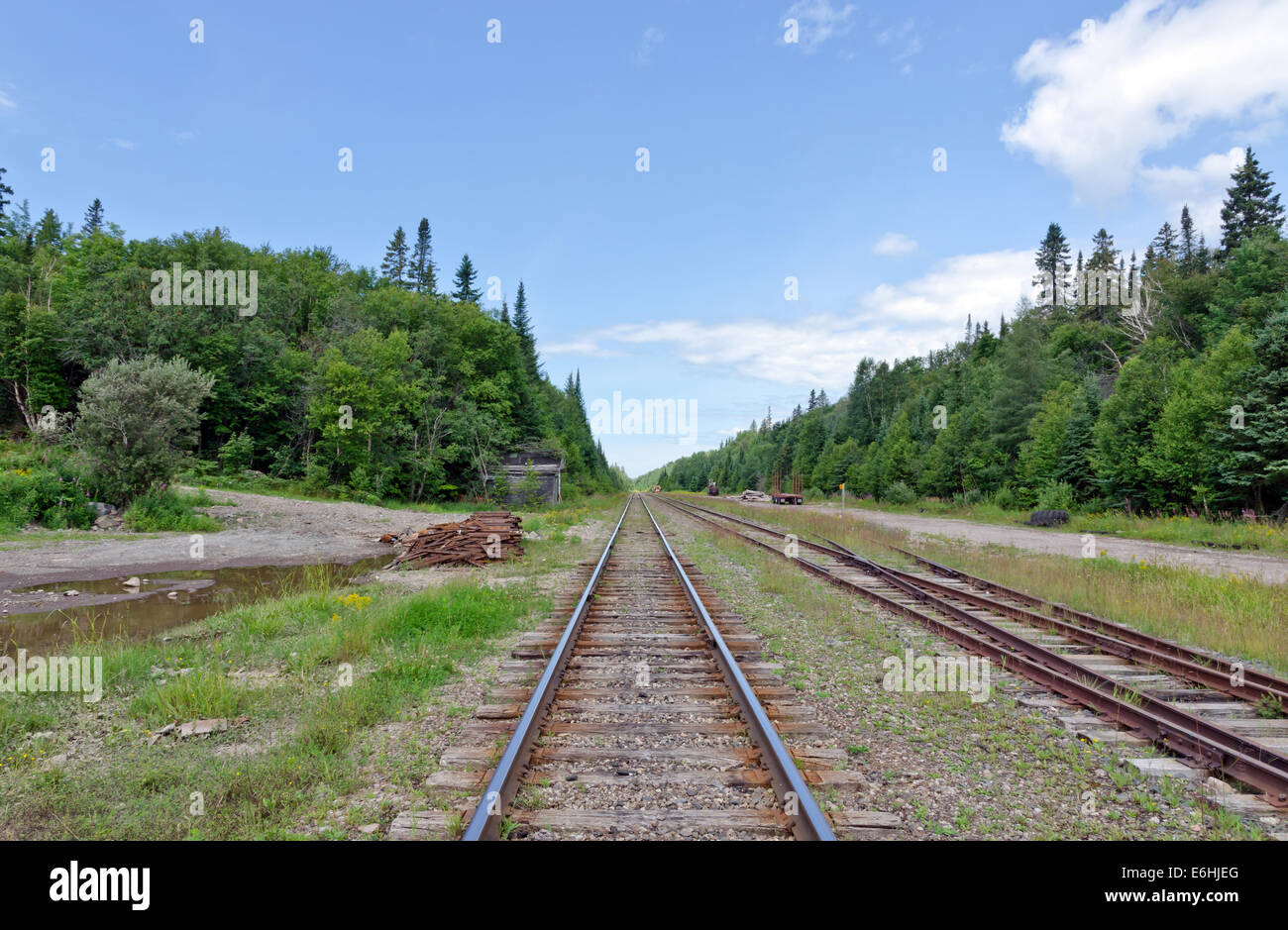 Railway tracks in a rural scene of northen Ontario, Canada Stock Photo ...
