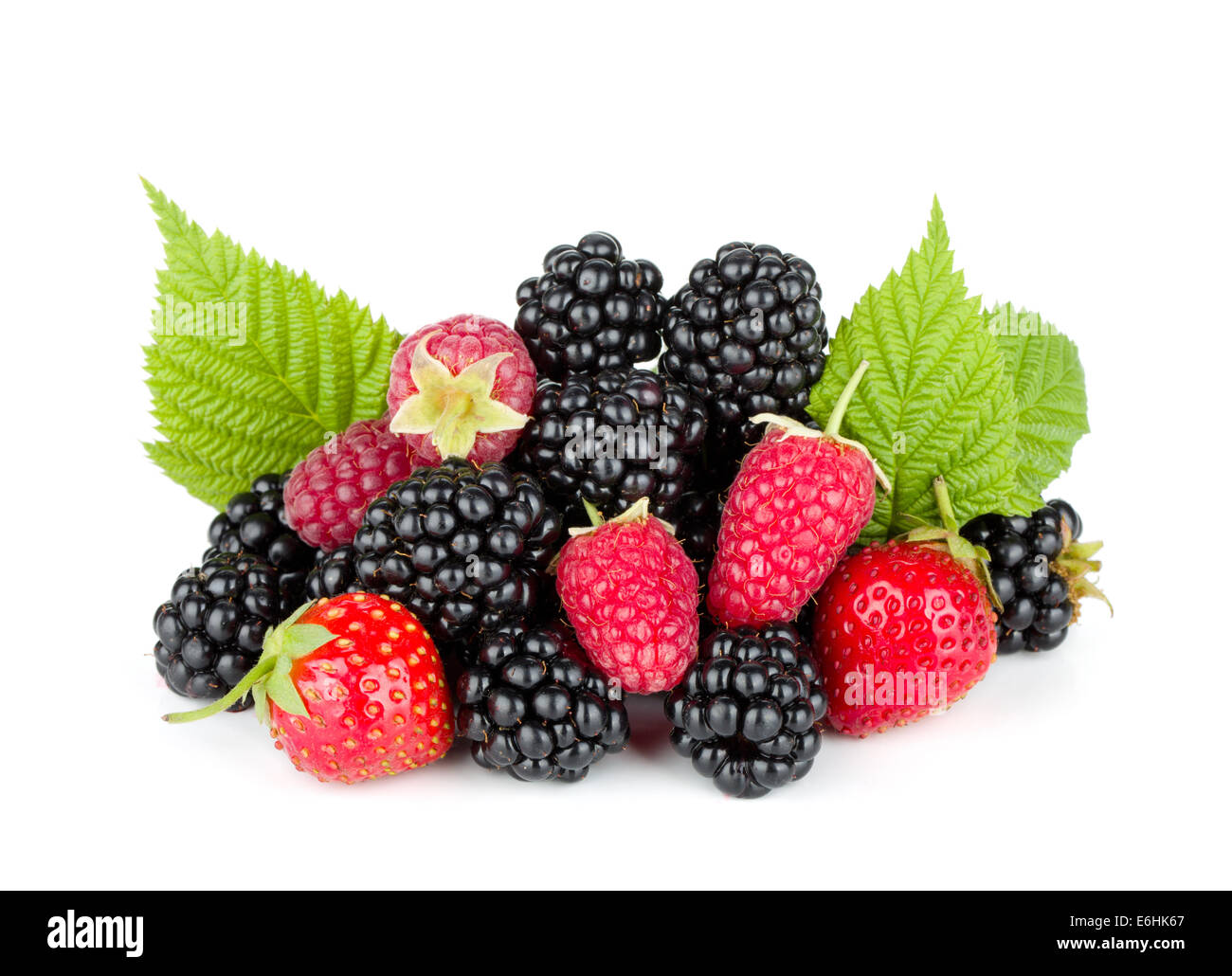 Blackberry, raspberry and strawberry. Isolated on white background ...
