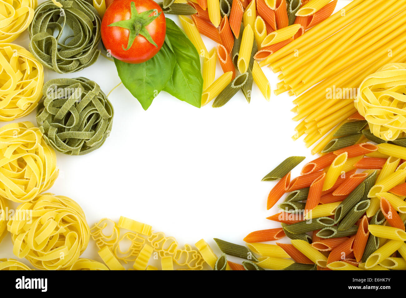 Overhead Italian pasta background Stock Photo - Alamy