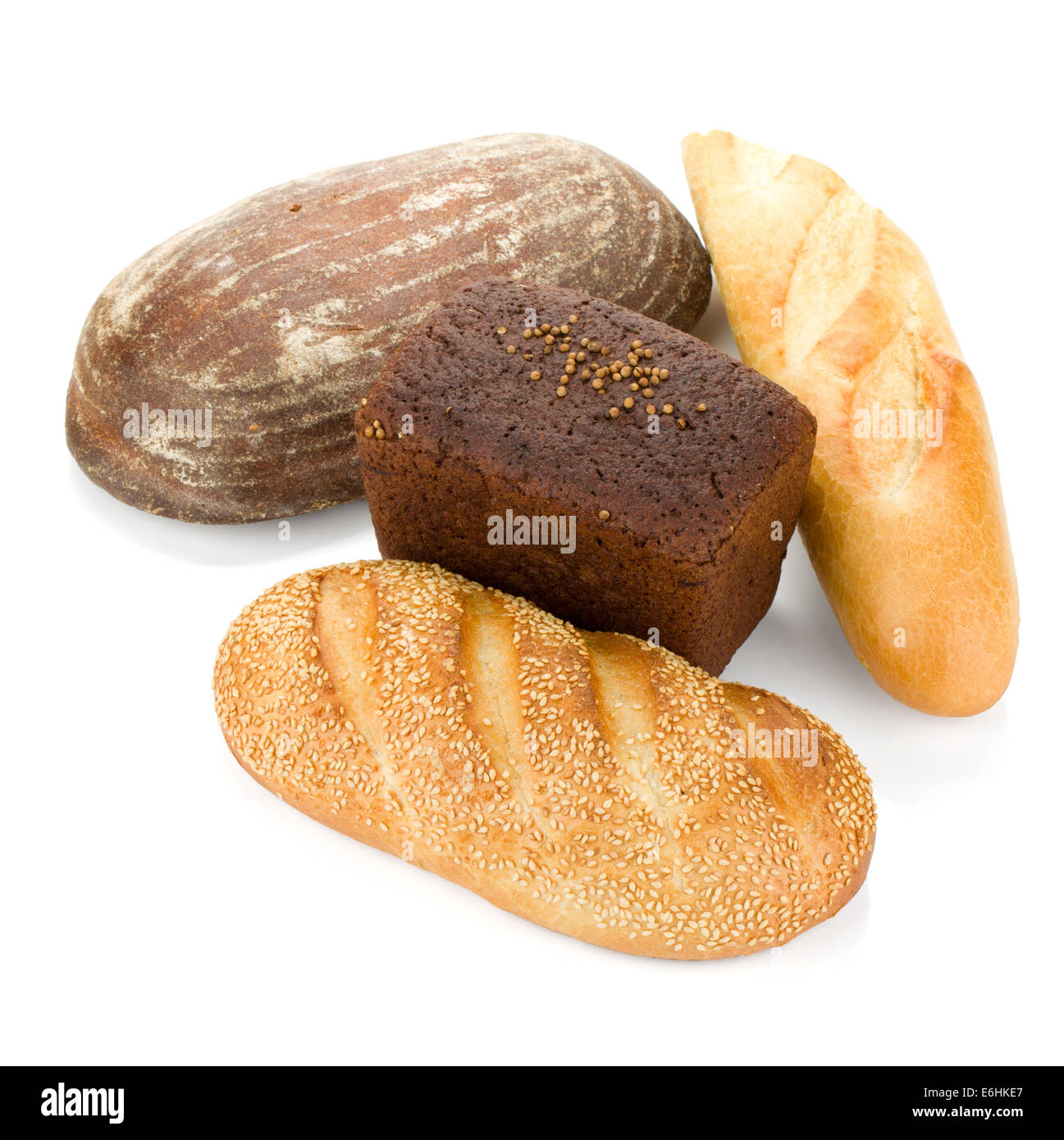 Four loafs of bread. Isolated on white background Stock Photo - Alamy
