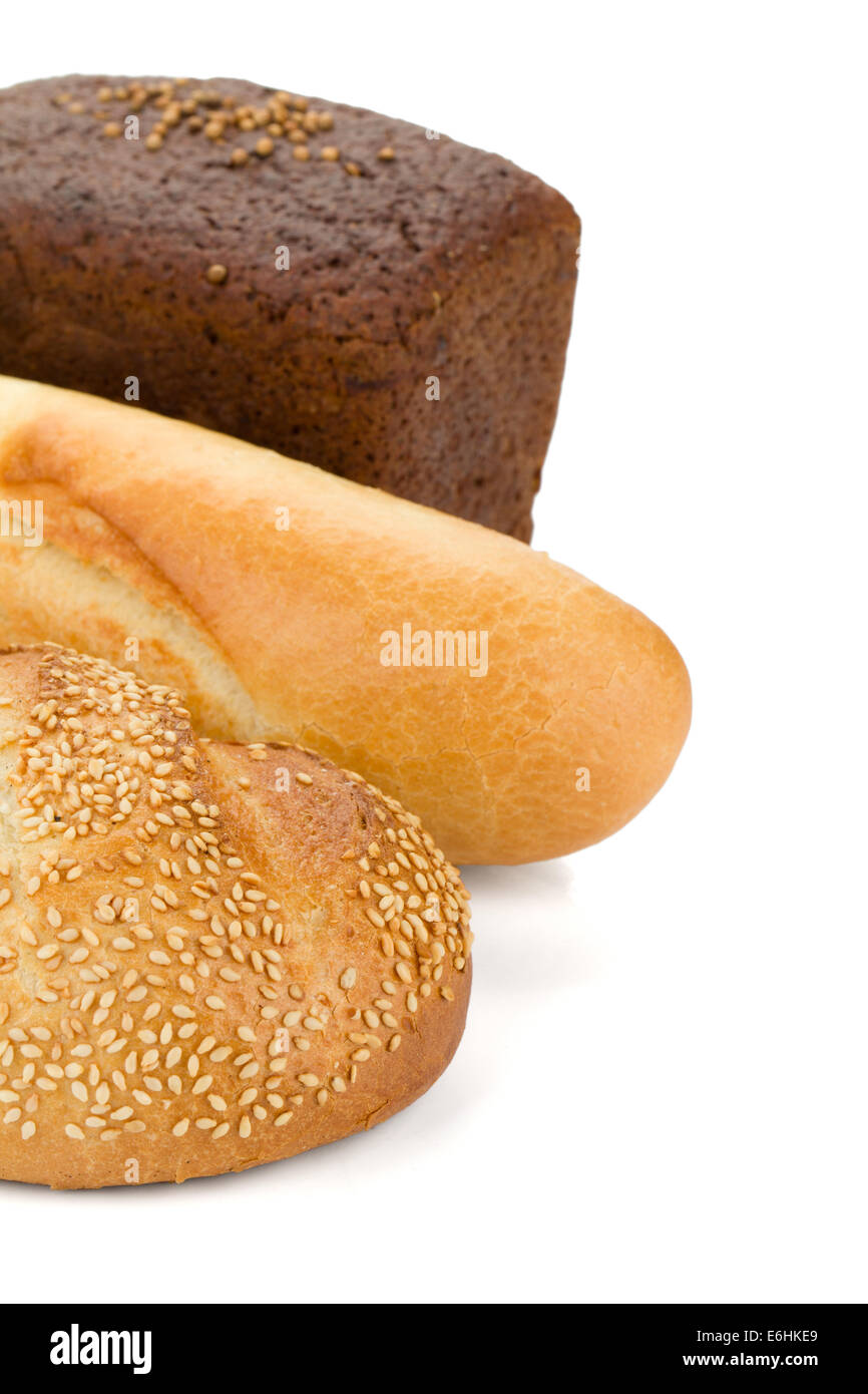 Three loafs of bread. Isolated on white background Stock Photo - Alamy