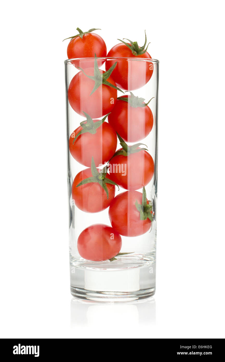 Cherry tomatoes in cocktail glass. Isolated on white background Stock ...
