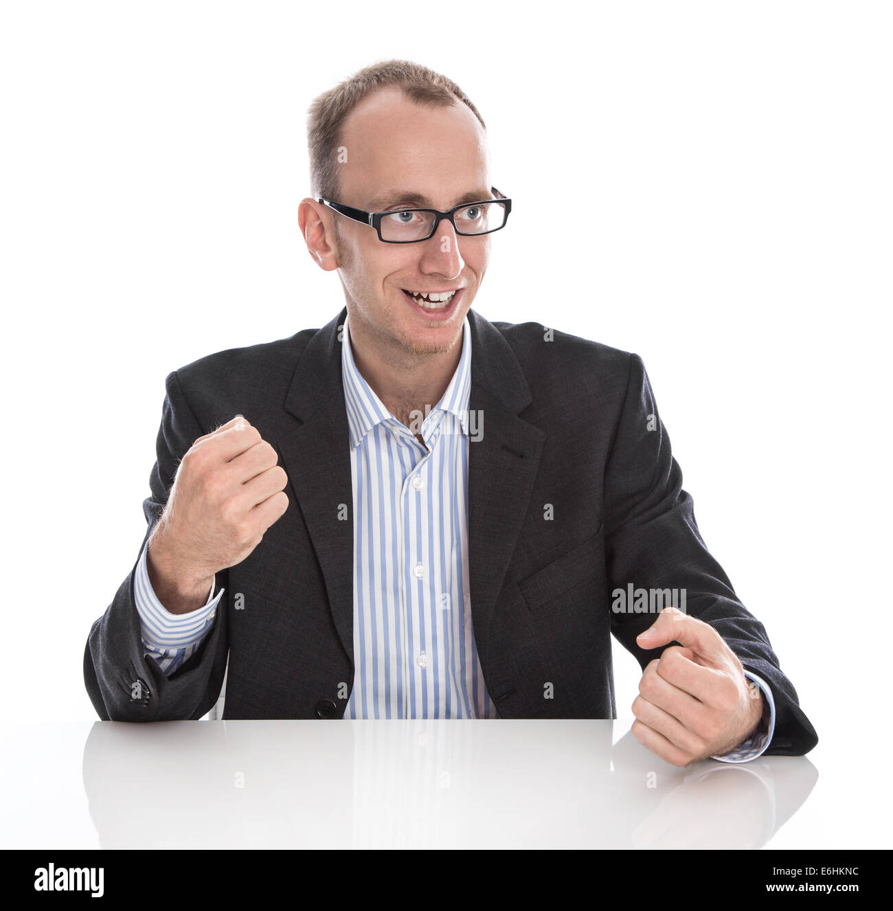 Successful happy isolated businessman isolated over white background ...