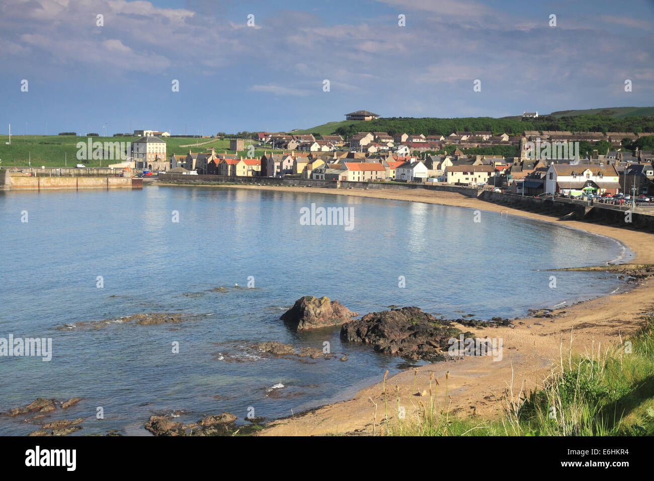 Eyemouth beach and seafront on a summer evening Stock Photo - Alamy