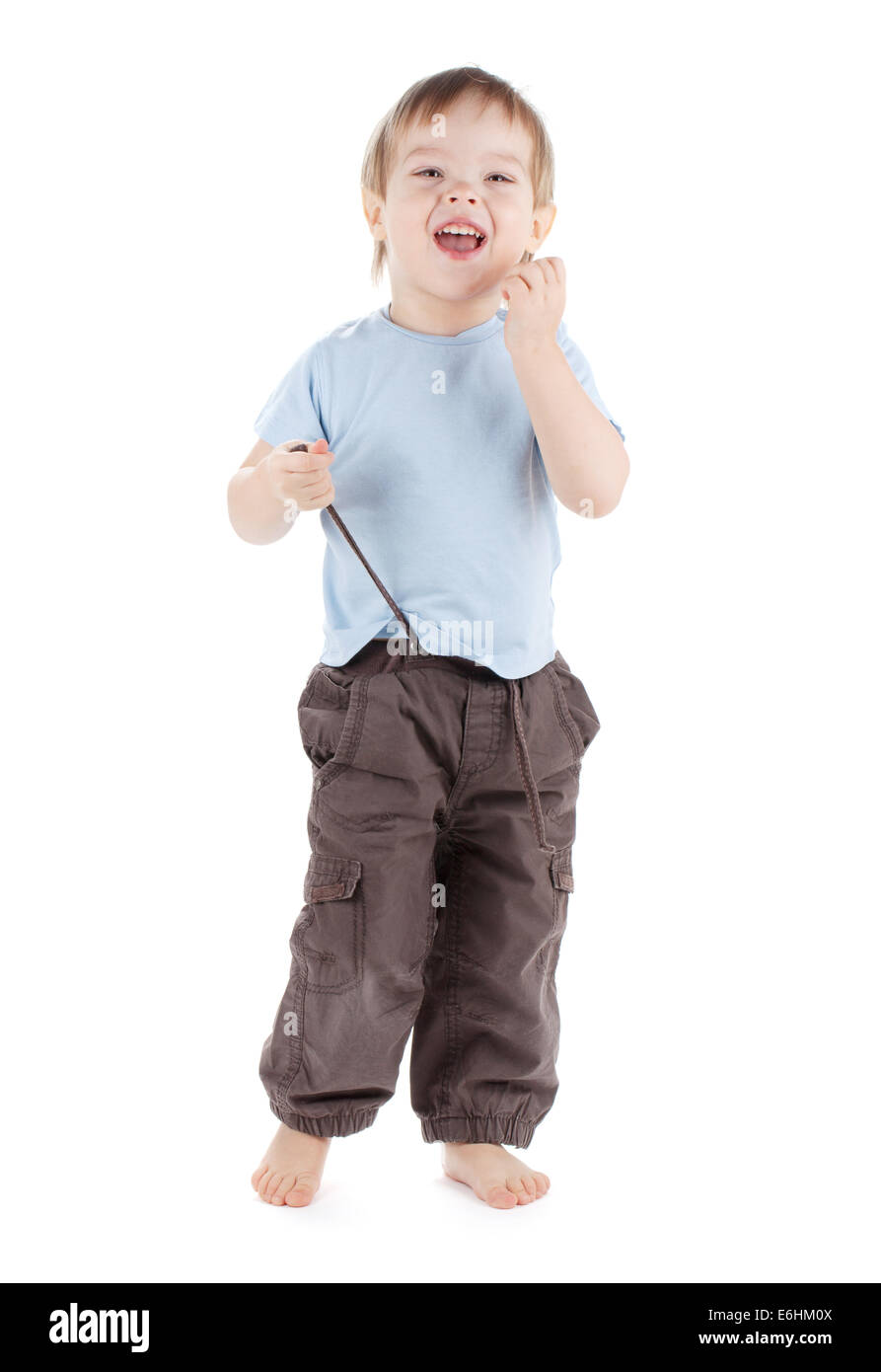 Small baby smiling. Isolated on white background Stock Photo - Alamy