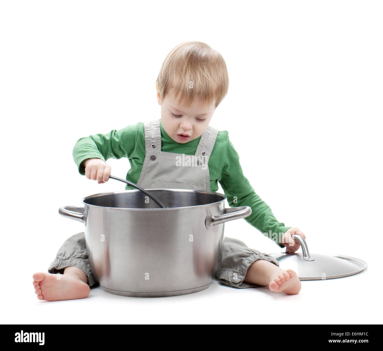 Baby cooking. Isolated on white background Stock Photo - Alamy