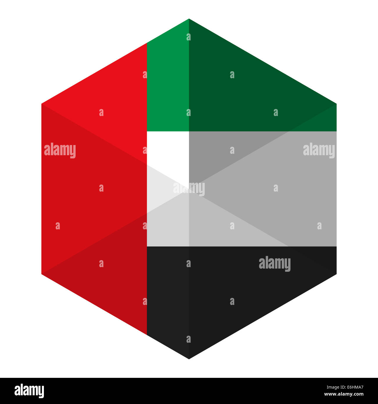 Emirates Flag Hexagon Flat Icon Button Stock Photo - Alamy