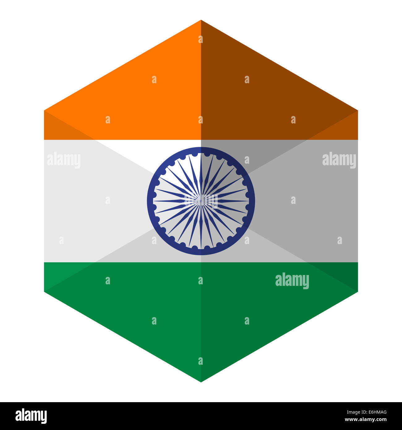 India Flag Hexagon Flat Icon Button Stock Photo - Alamy