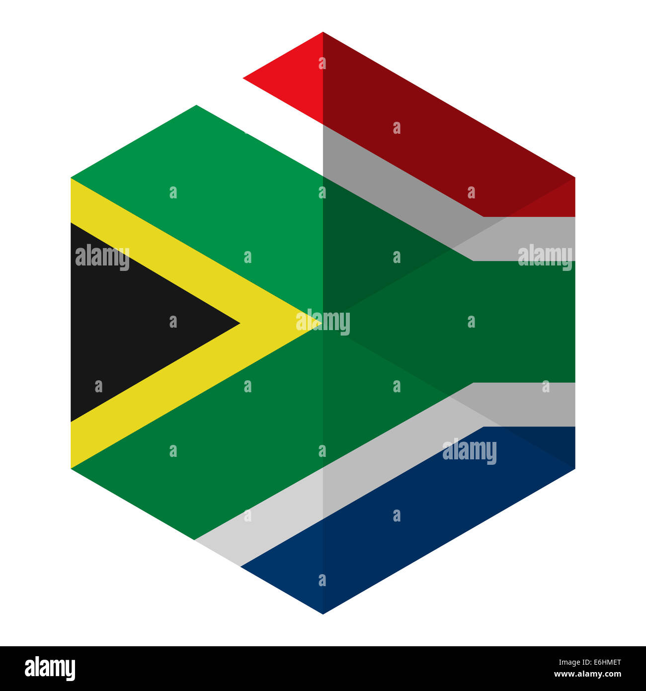 South Africa Flag Hexagon Flat Icon Button Stock Photo - Alamy