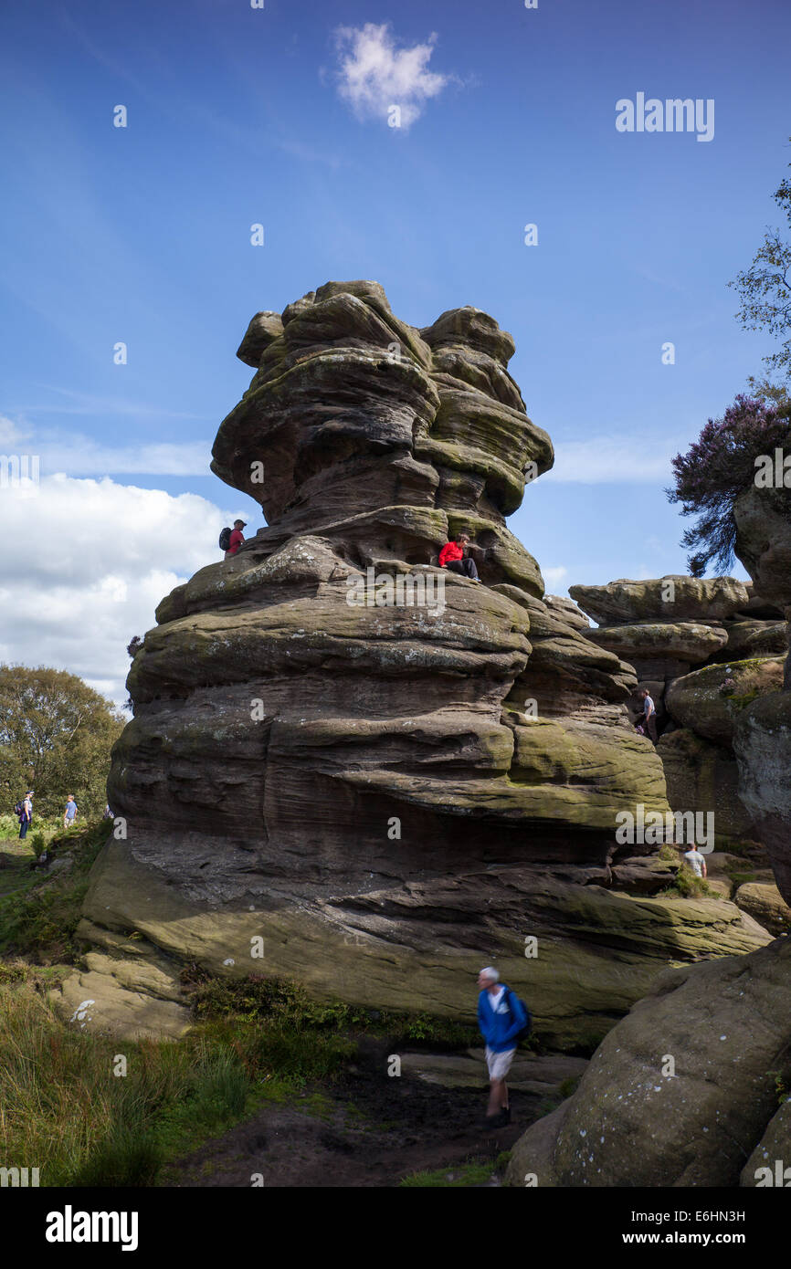 People at Brimham Rocks; Brimham Crags a collection of balancing ...