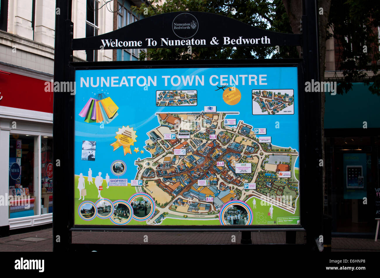 Town centre map, Nuneaton, Warwickshire, England, UK Stock Photo - Alamy