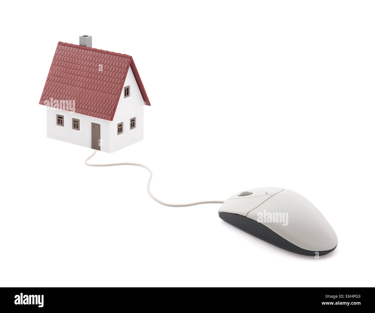 Small house connected to computer mouse Stock Photo - Alamy