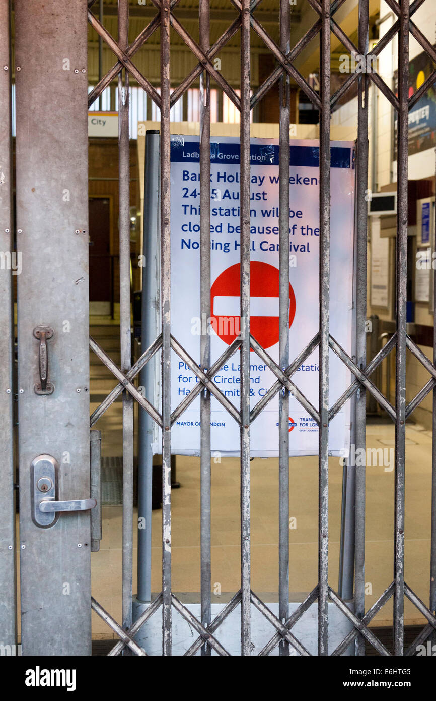 Closed Ladbroke Grove Tube Station closed for Notting Hill Carnival ...