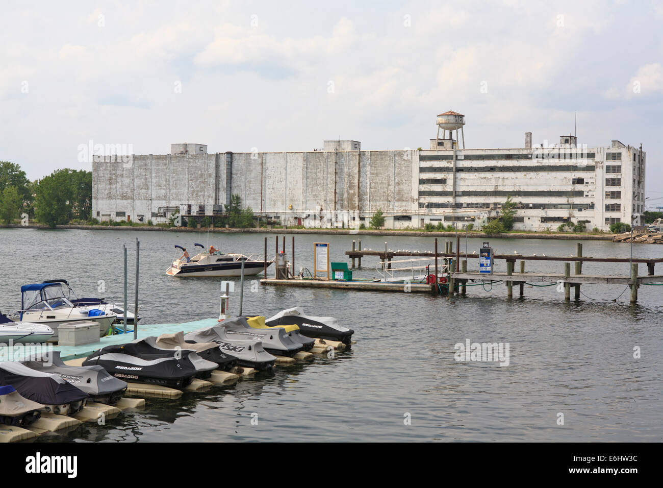 Old factory along the Buffalo New York waterfront, with part of the ...