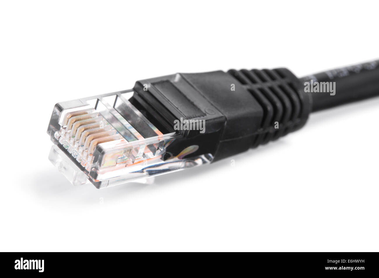 Black wire rj-45 on a white background, isolated Stock Photo - Alamy