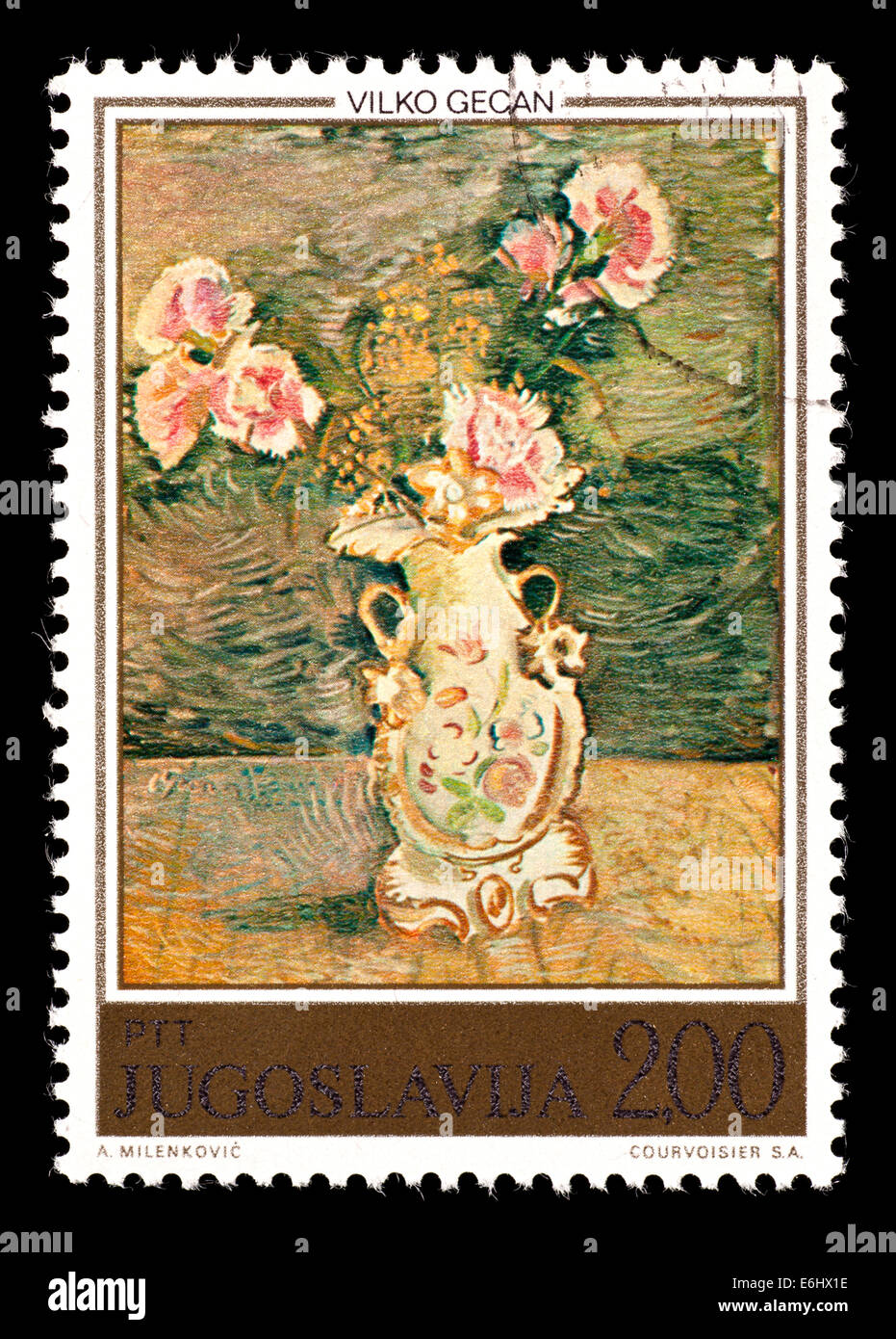 Postage stamp from Yugoslavia depicting the Vilko Gecan painting of ...