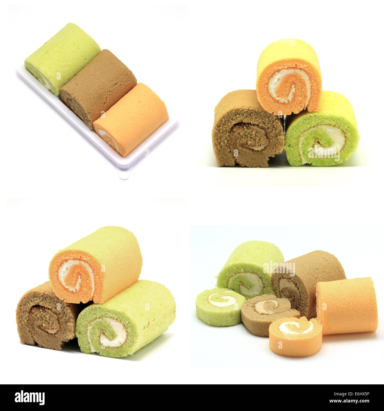 delicious cake roll isolated on white background Stock Photo - Alamy