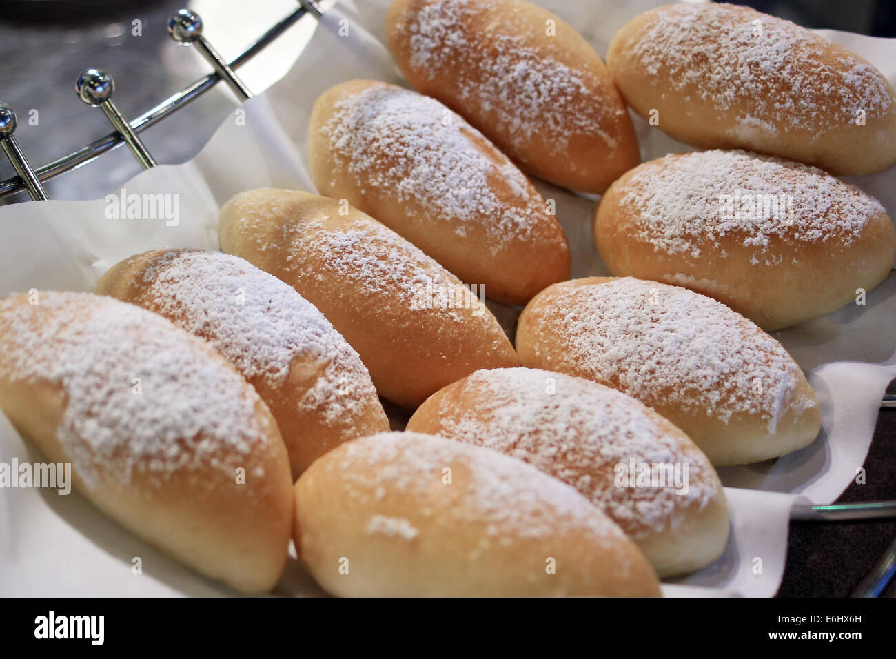 butter roll bread on buffet line Stock Photo - Alamy