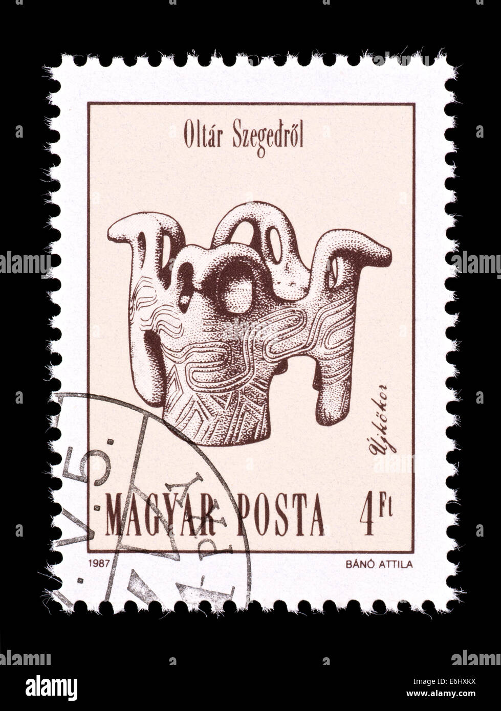 Postage stamp from Hungary depicting an alter from Szeded Stock Photo ...