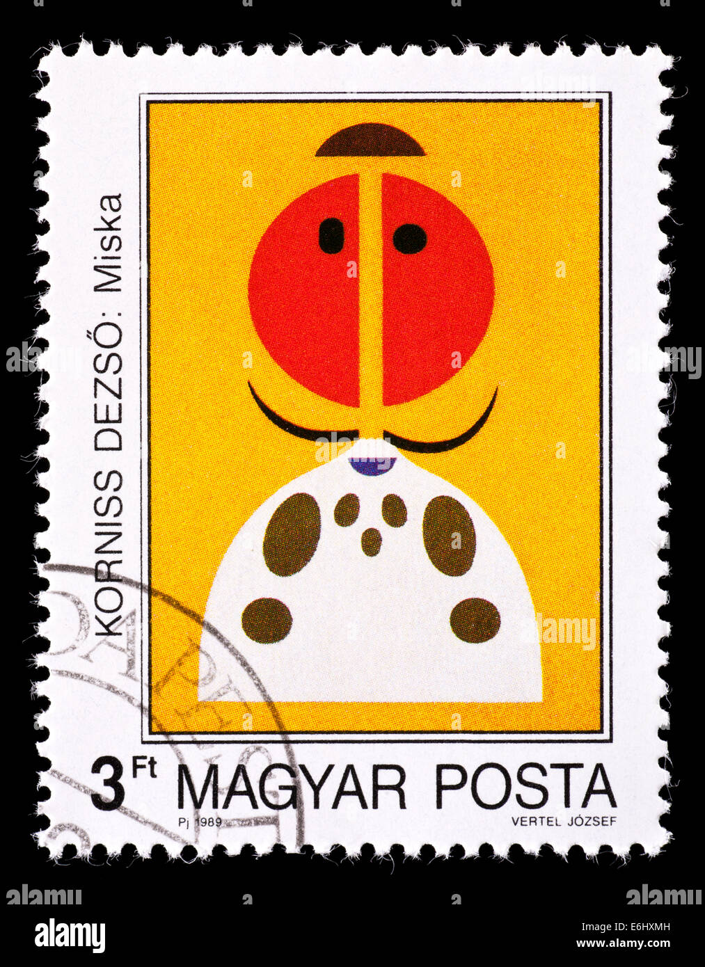Postage stamp from Hungary depicting the modern art painting "Mike" by ...