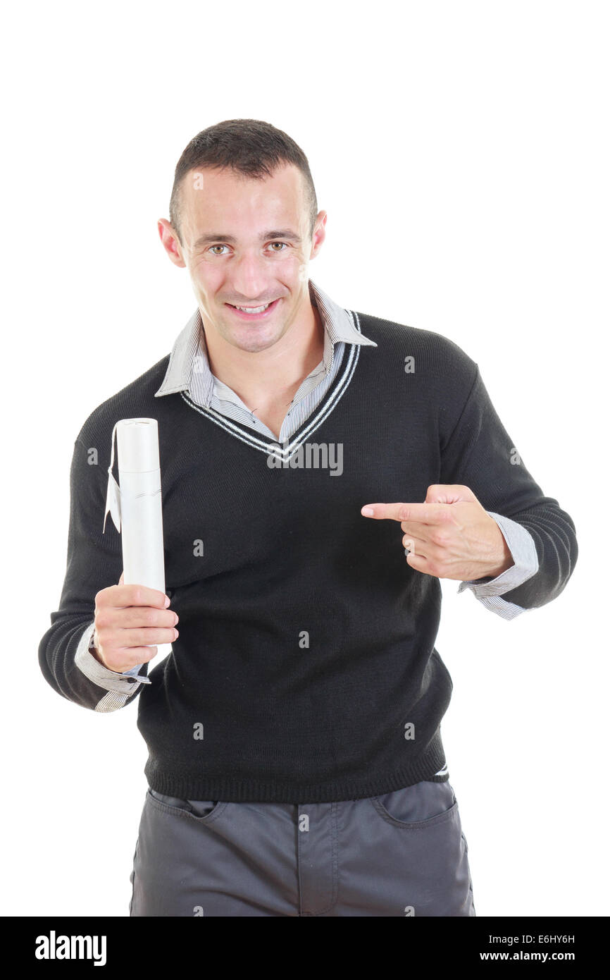 Graduate student with diploma standing proud and happy Stock Photo - Alamy