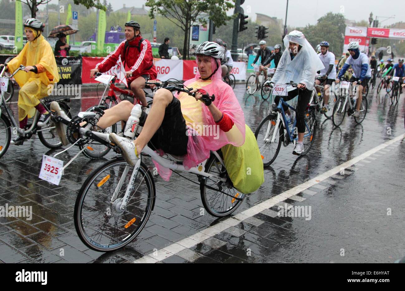 Vilnius, Lithuania. 24th Aug, 2014. A cycling lover takes part in the ...