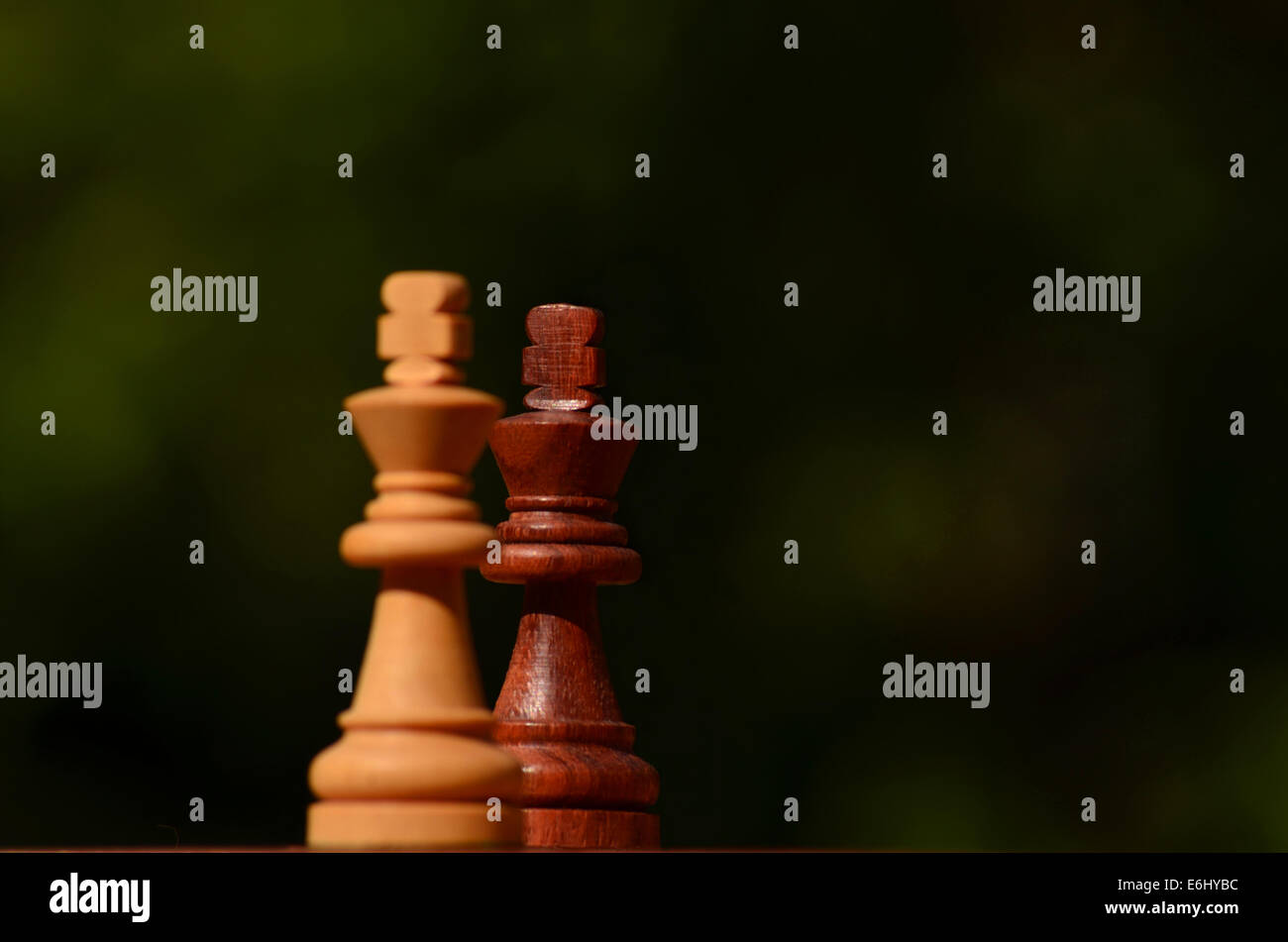 Two chess Kings facing each other in dark green background Stock Photo ...