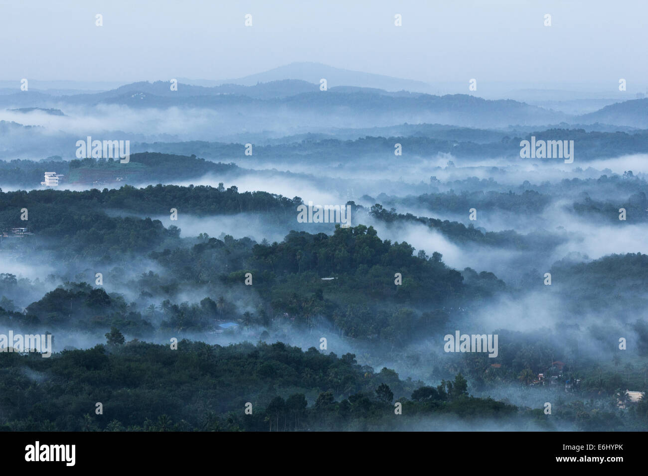 Morning view of misty valley in Kerala Stock Photo - Alamy