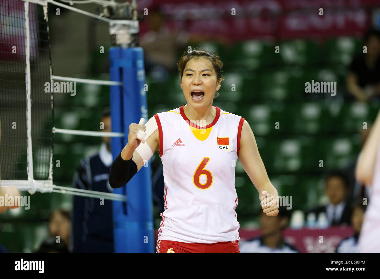 Ariake Coliseum, Tokyo, Japan. 24th Aug, 2014. Yang Junjing (CHN), AUGUST 24, 2014 - Volleyball ...