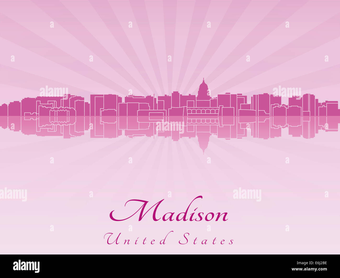 Madison skyline in radiant orchid in editable vector file Stock Photo ...