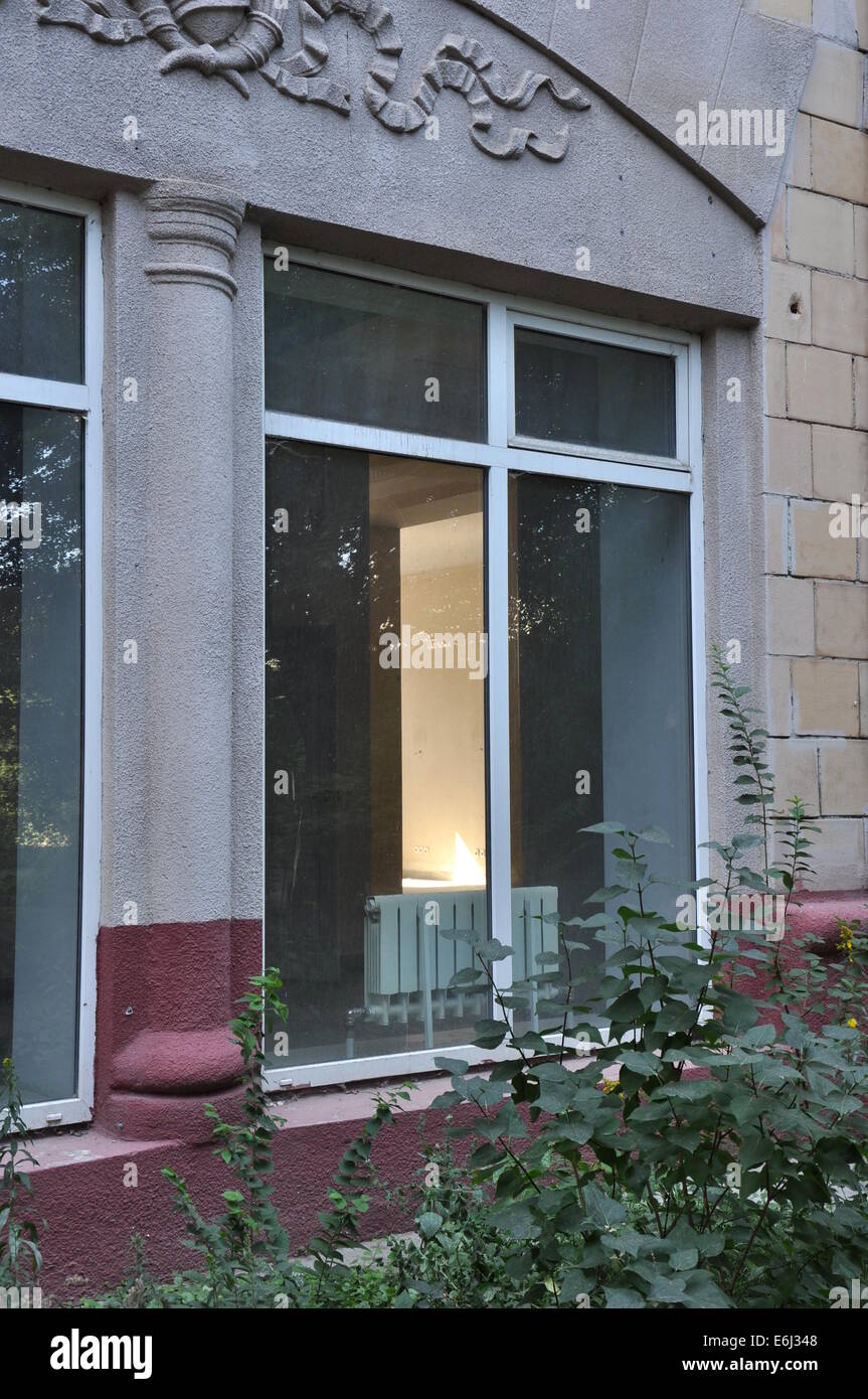 Old empty house seen through the big window Stock Photo - Alamy