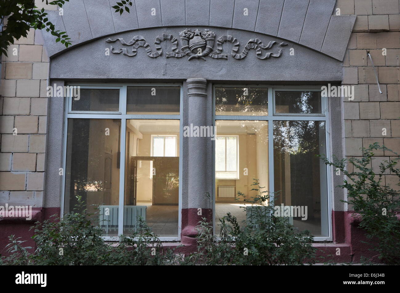 Old empty house seen through the big window Stock Photo - Alamy