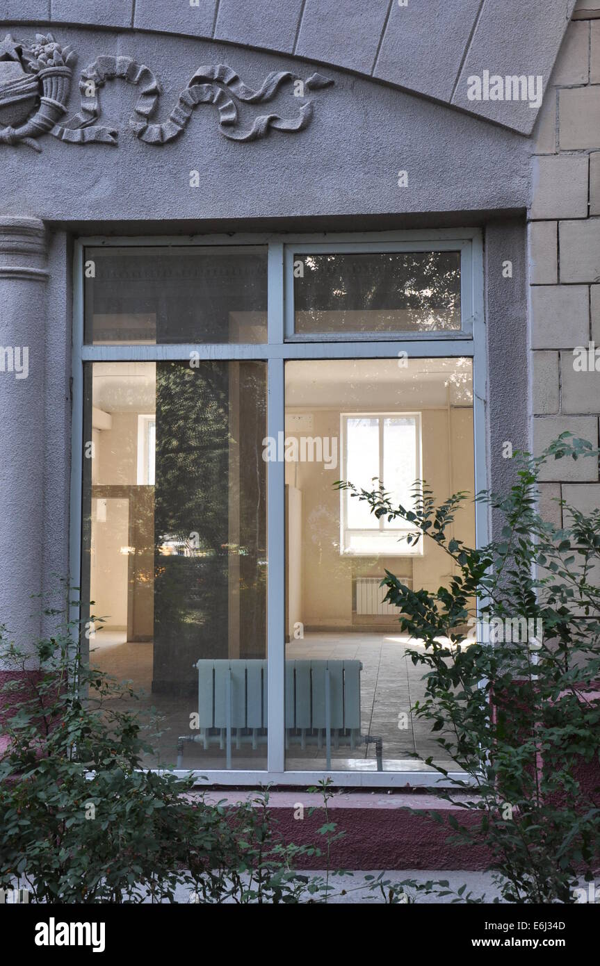 Old empty house seen through the big window Stock Photo - Alamy